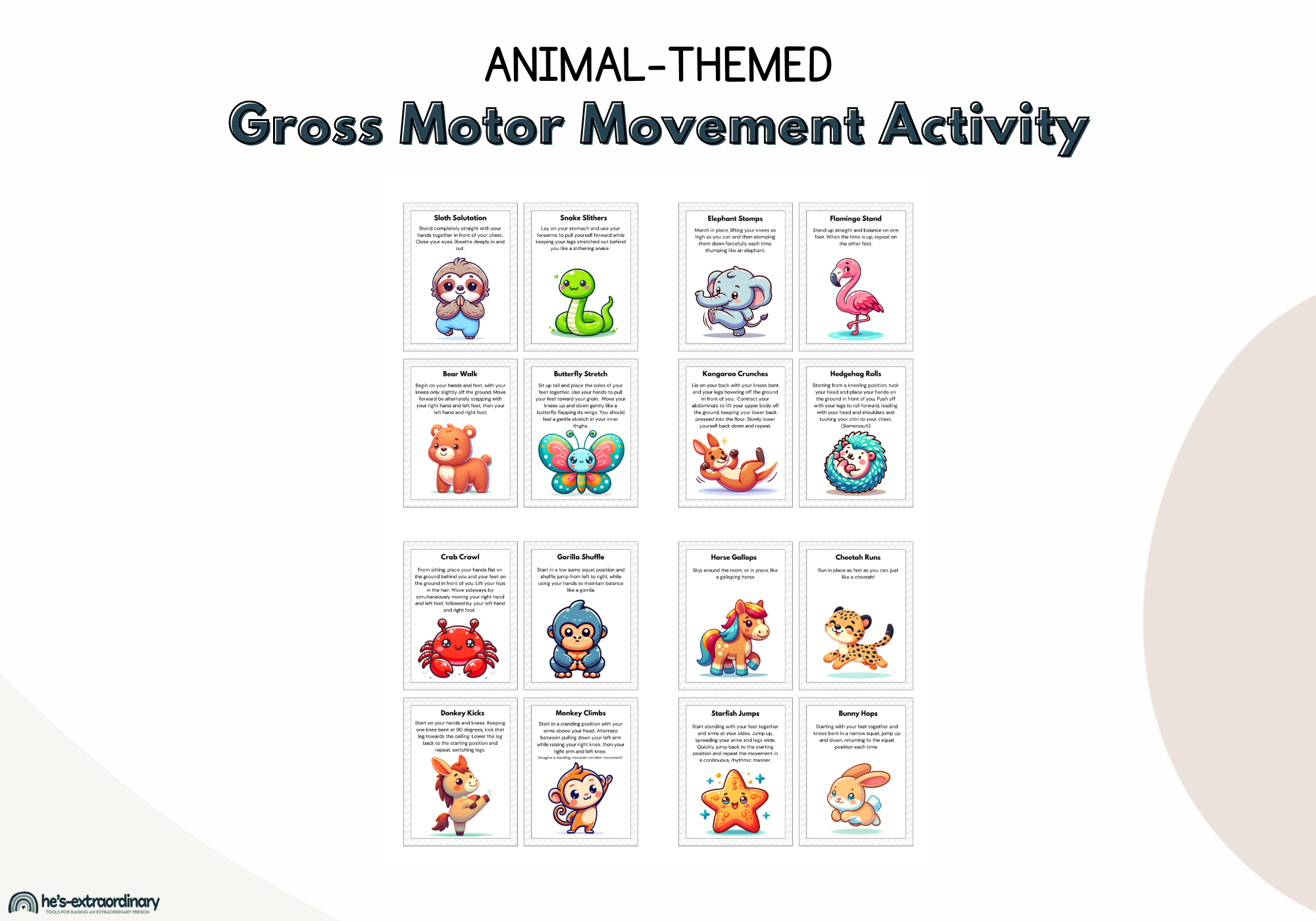 Animal-Themed Gross Motor Movement Activity for Kids